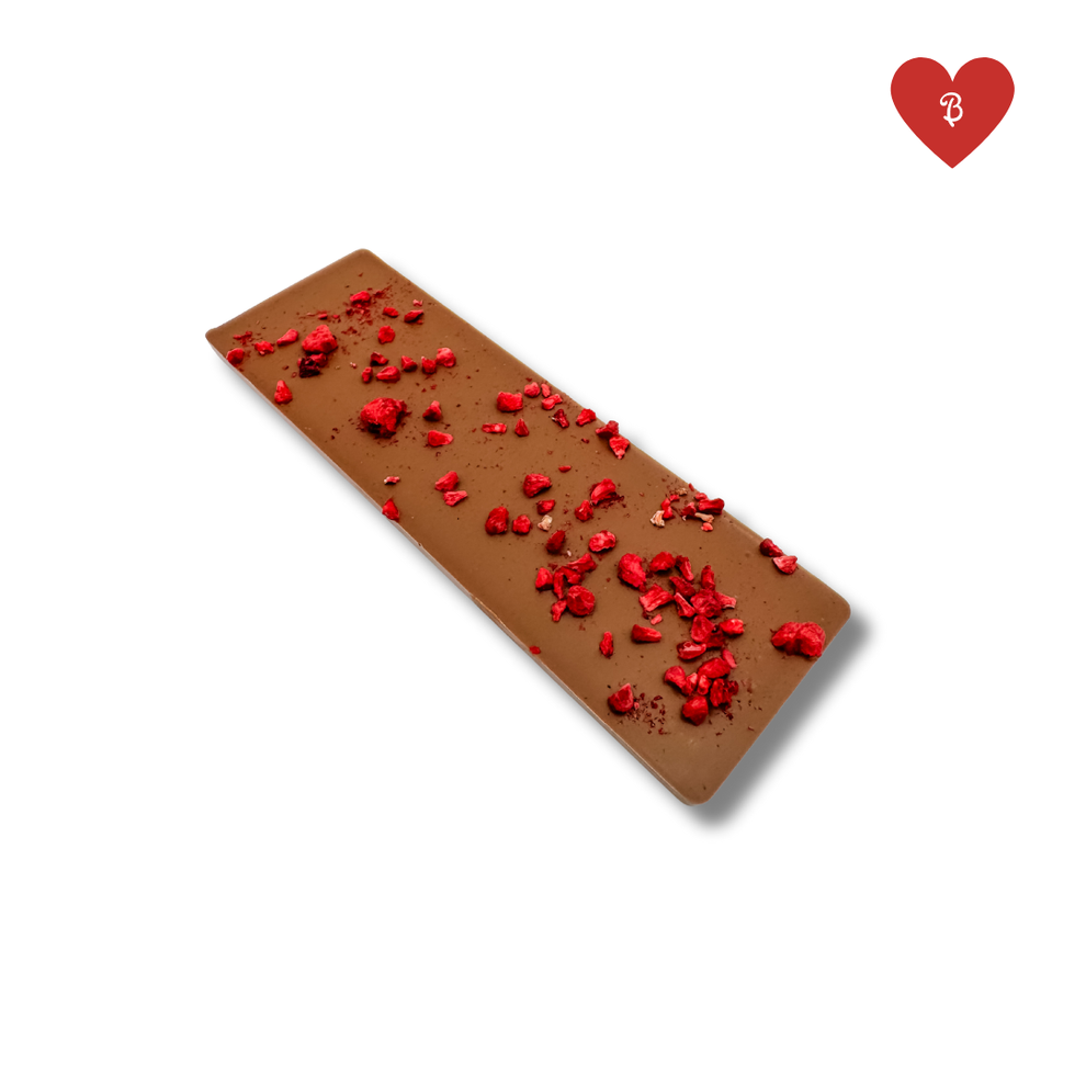 Raspberry BG BG Bar (Milk or Dark) – Bracegirdle's House Of Fine Chocolate